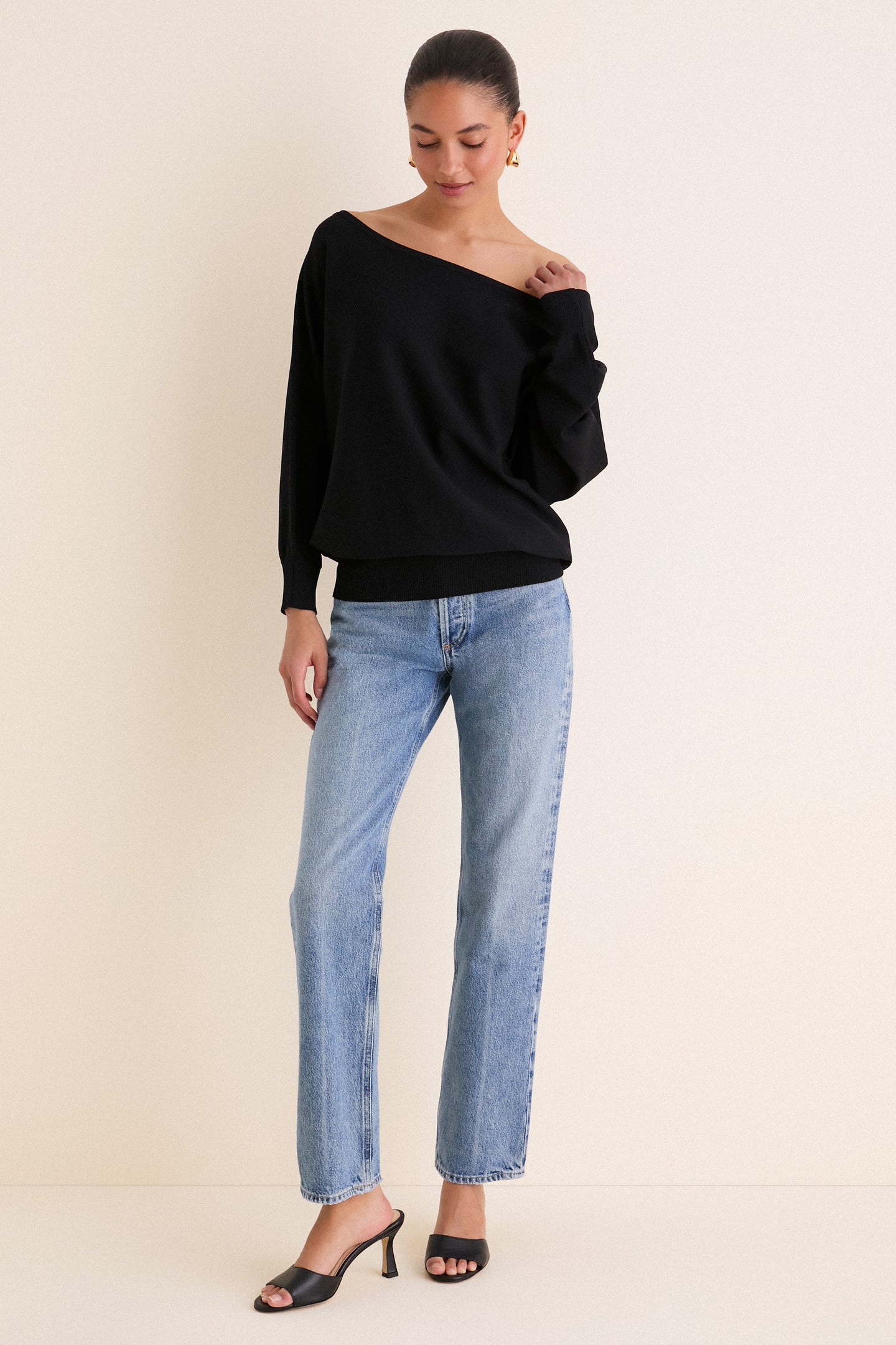 Black Wide Neck Valencia Sweater | Tuckernuck