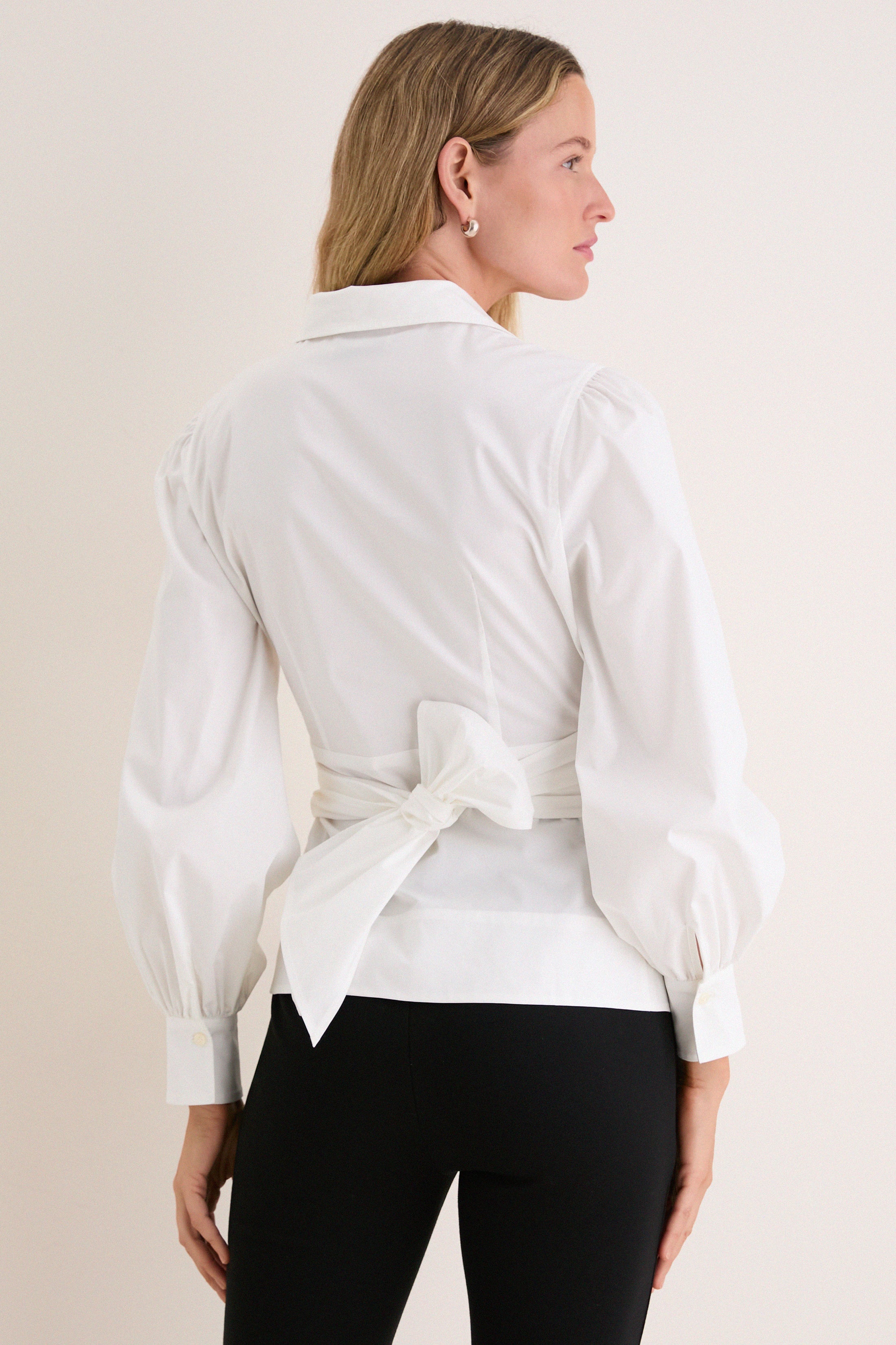 White Tie Front Bow Bea Blouse | Tuckernuck
