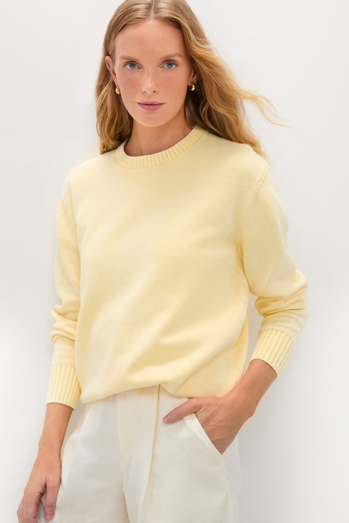Pale Yellow Stone Washed Cotton Anne Crewneck | Tuckernuck