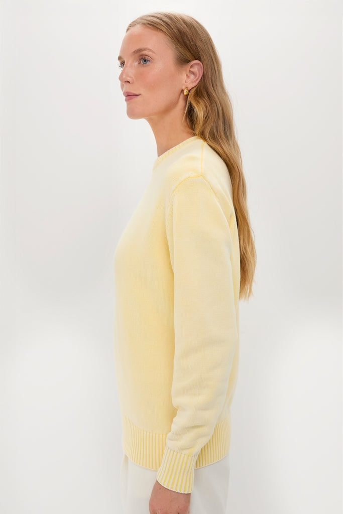 Pale Yellow Stone Washed Cotton Anne Crewneck | Tuckernuck