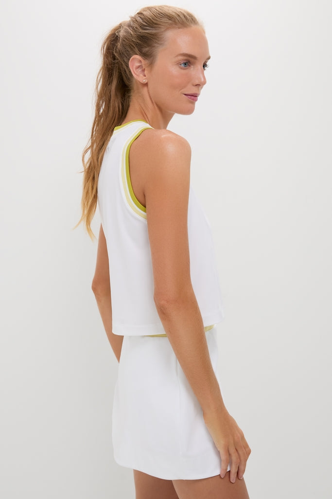 White and Yellow Performance Jersey Tilden Tank | Tnuck Sport
