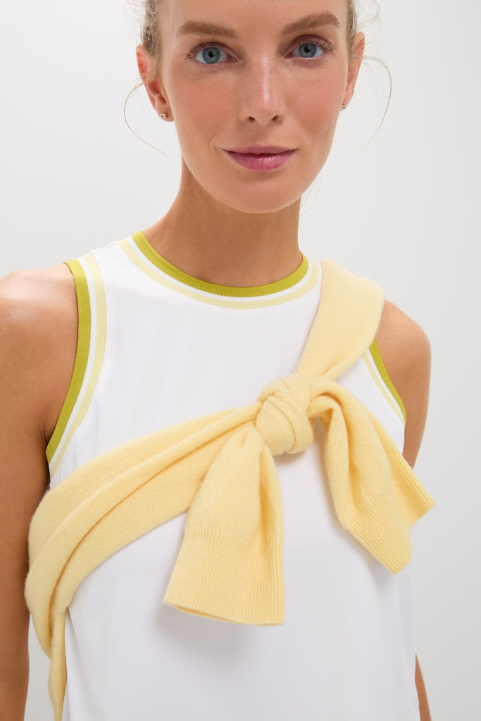 White and Yellow Performance Jersey Tilden Tank | Tnuck Sport