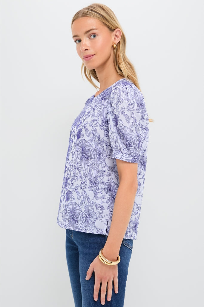 Embroidered Periwinkle Benson Blouse | Hyacinth House