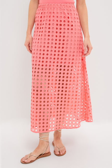 Coral Cotton Eyelet Eve Skirt | Tuckernuck