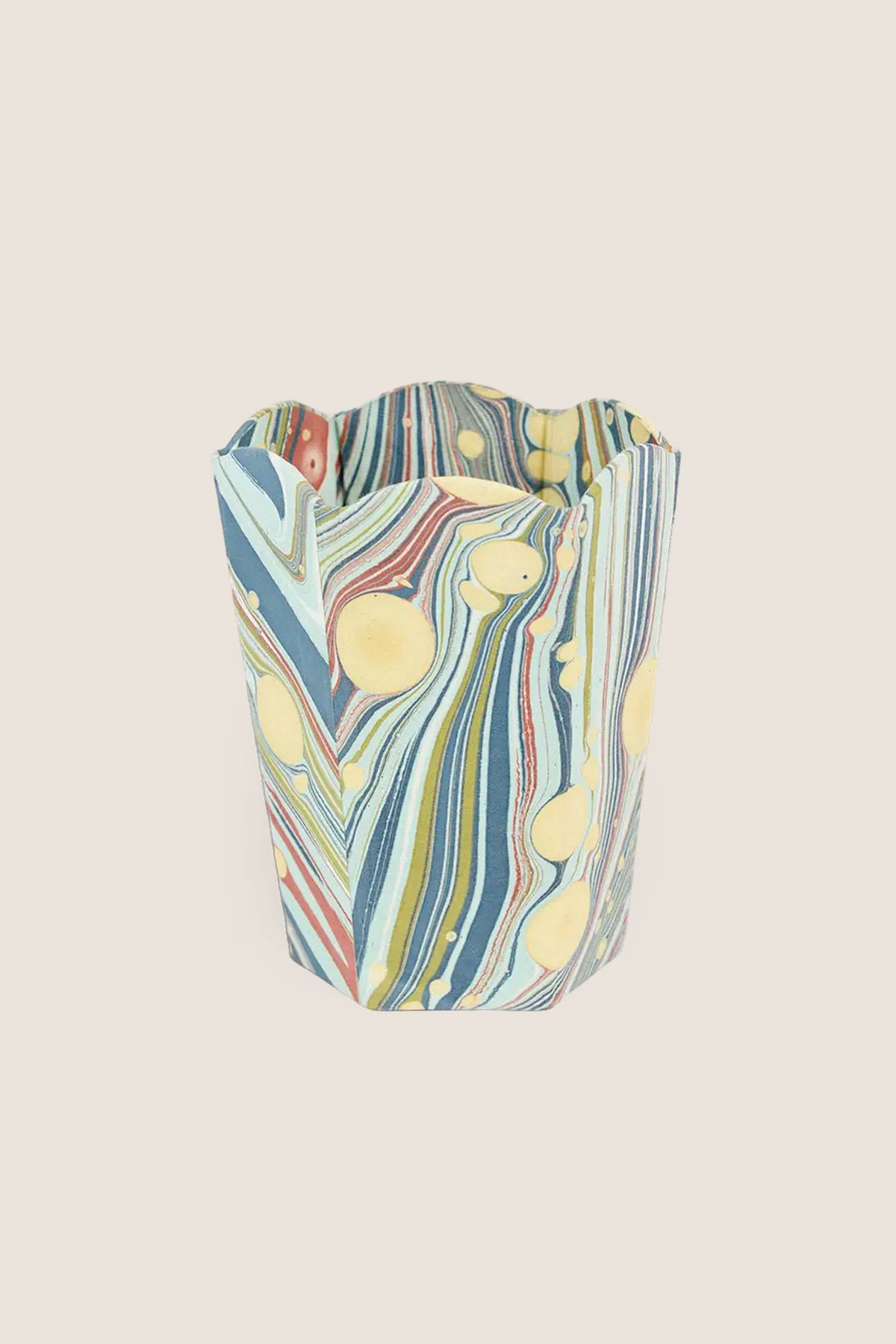 Ocean Fire Whirl Marble Scalloped Pen Pot | Craft Boat