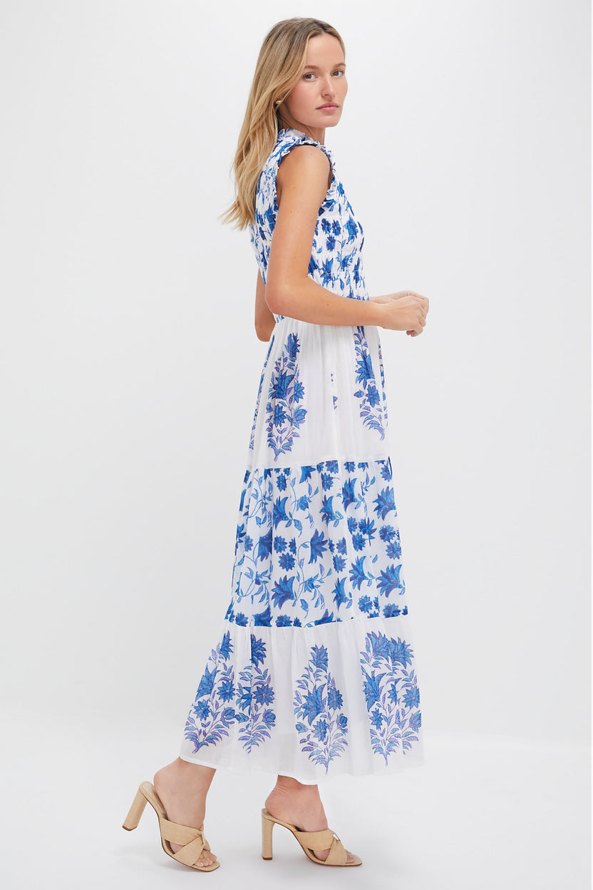 Marion Blue Sleeveless Smocked Maxi Dress | Oliphant