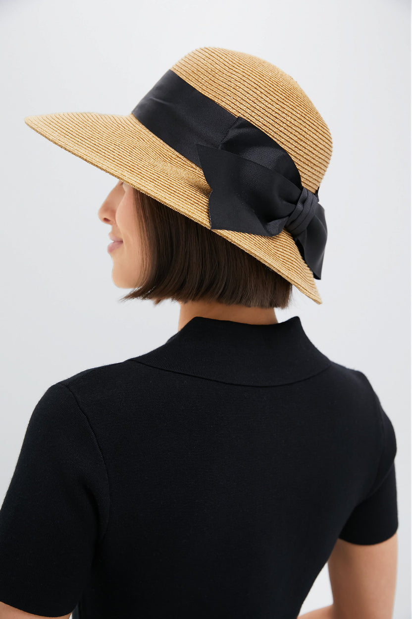 Exclusive Black Packable Wide Bow Sunhat | Toucan Hats
