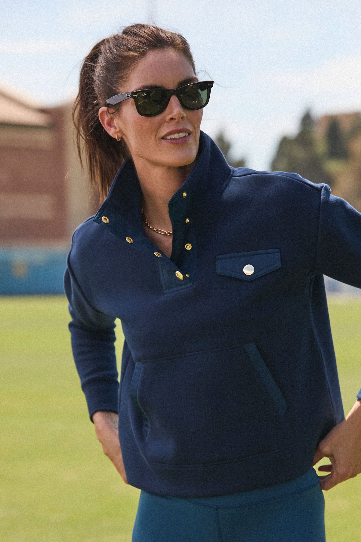 Navy Snap Neck Bailey Pullover | Tnuck Sport