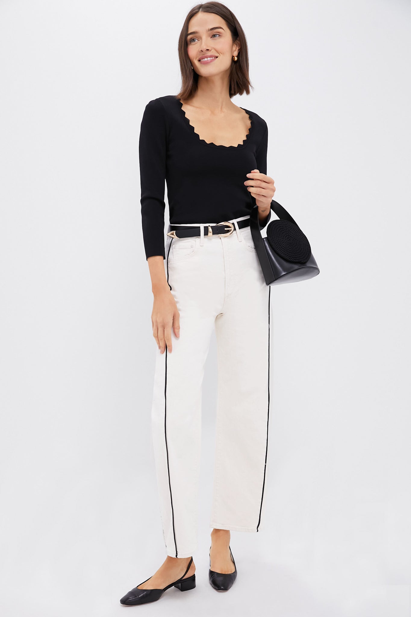 Black Ric Rac Long Sleeve Compression Top | Tuckernuck