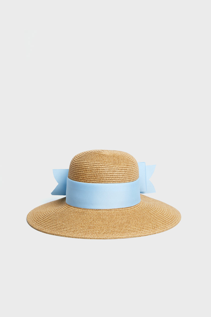 Exclusive Blue Packable Wide Bow Sunhat | Toucan Hats