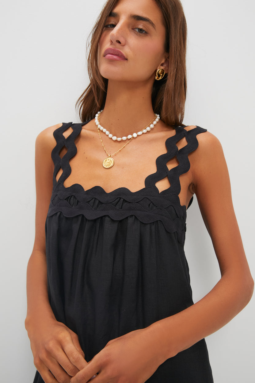 Black Ric Rac Linen Ellis Dress | Tuckernuck