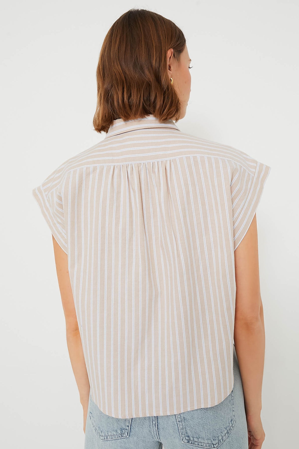 Tan Stripe Drop Shoulder Rosie Popover Top | Pomander Place