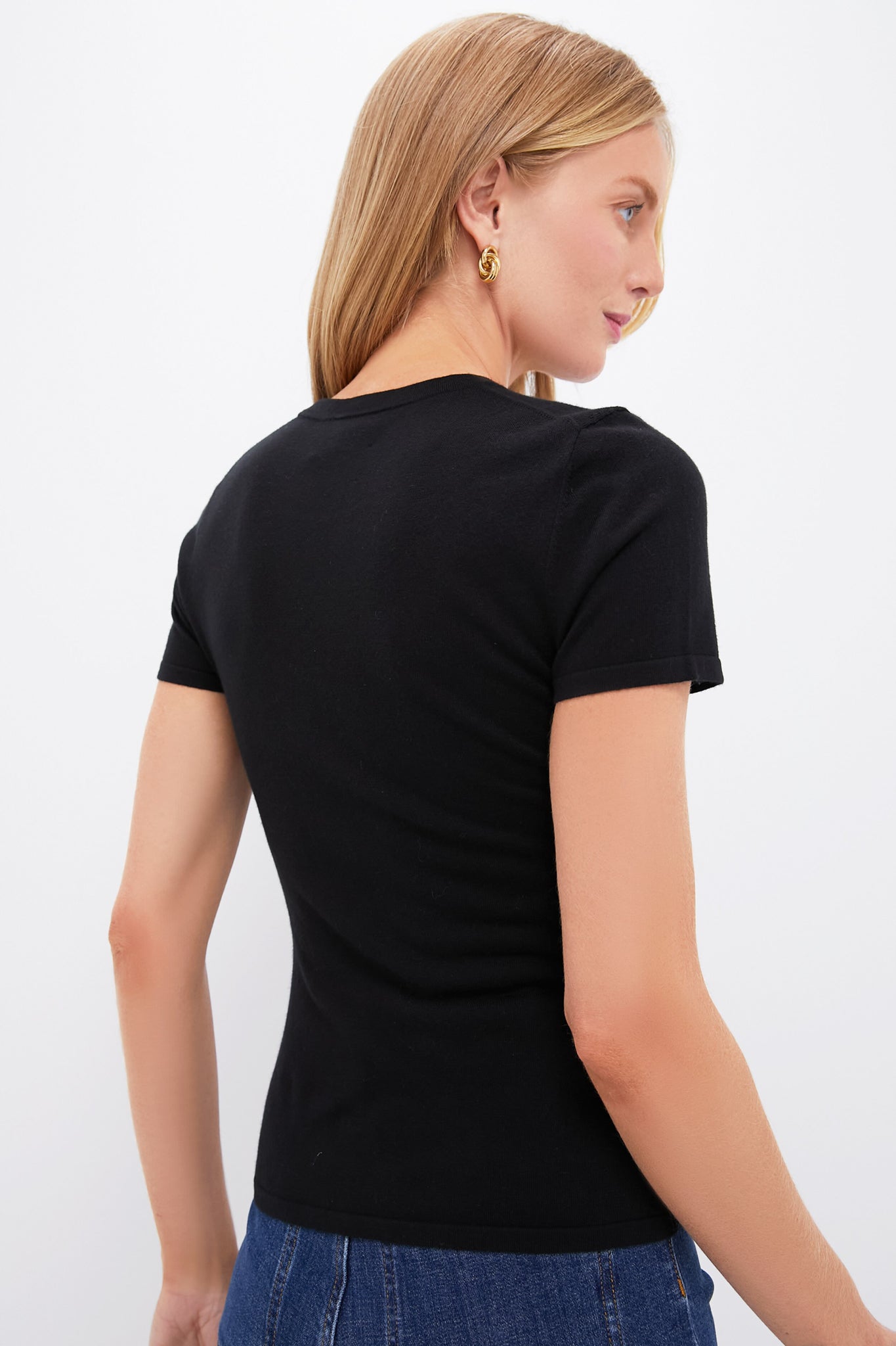 Black Cashmere Silk Blend Katie Tee | Tuckernuck