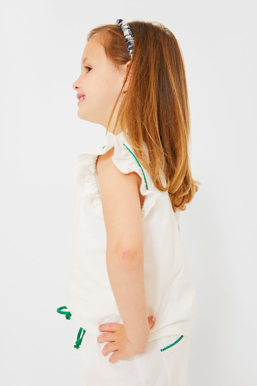 Exclusive Green Piping White Adrian Tee | Oso & Me