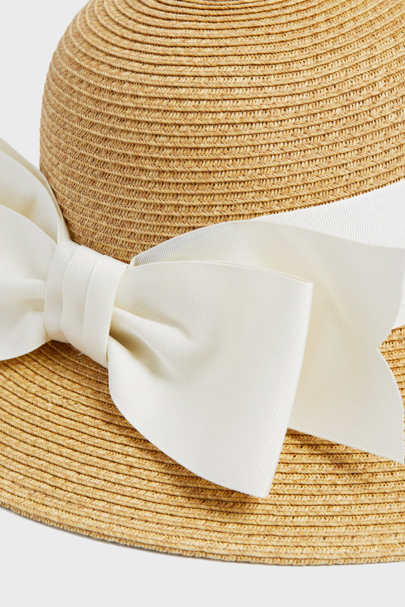 Exclusive Cream Packable Wide Bow Sunhat | Toucan Hats