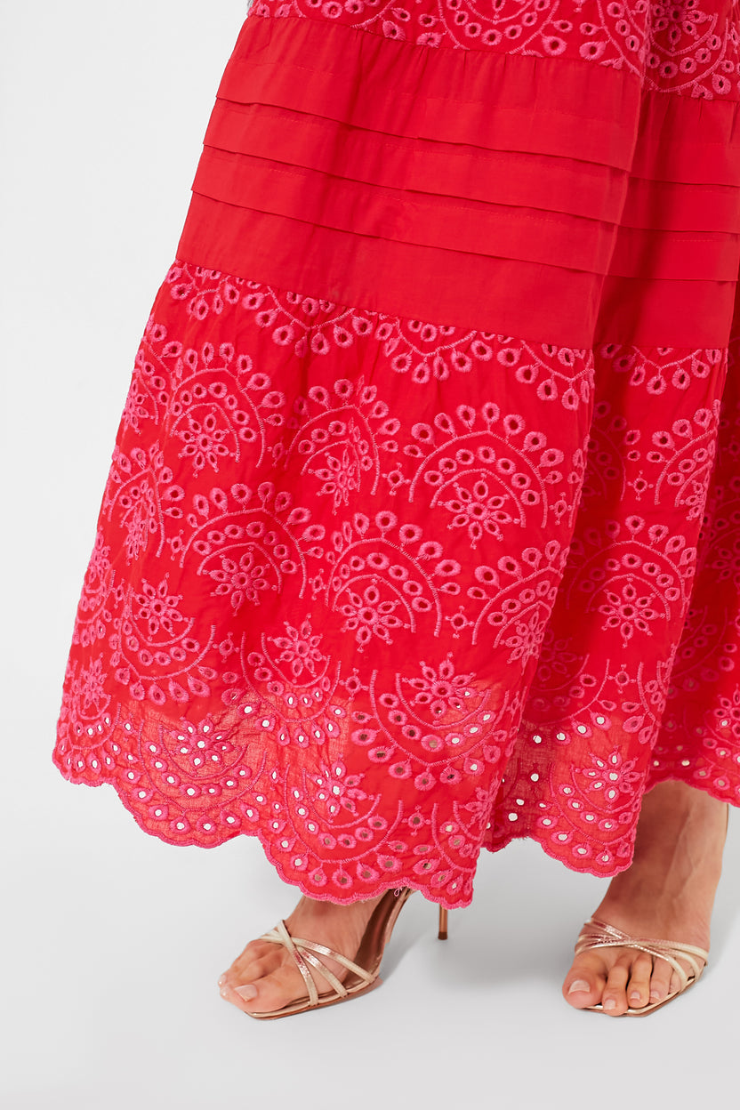 Red Eyelet Lola Maxi Dress | Pomander Place