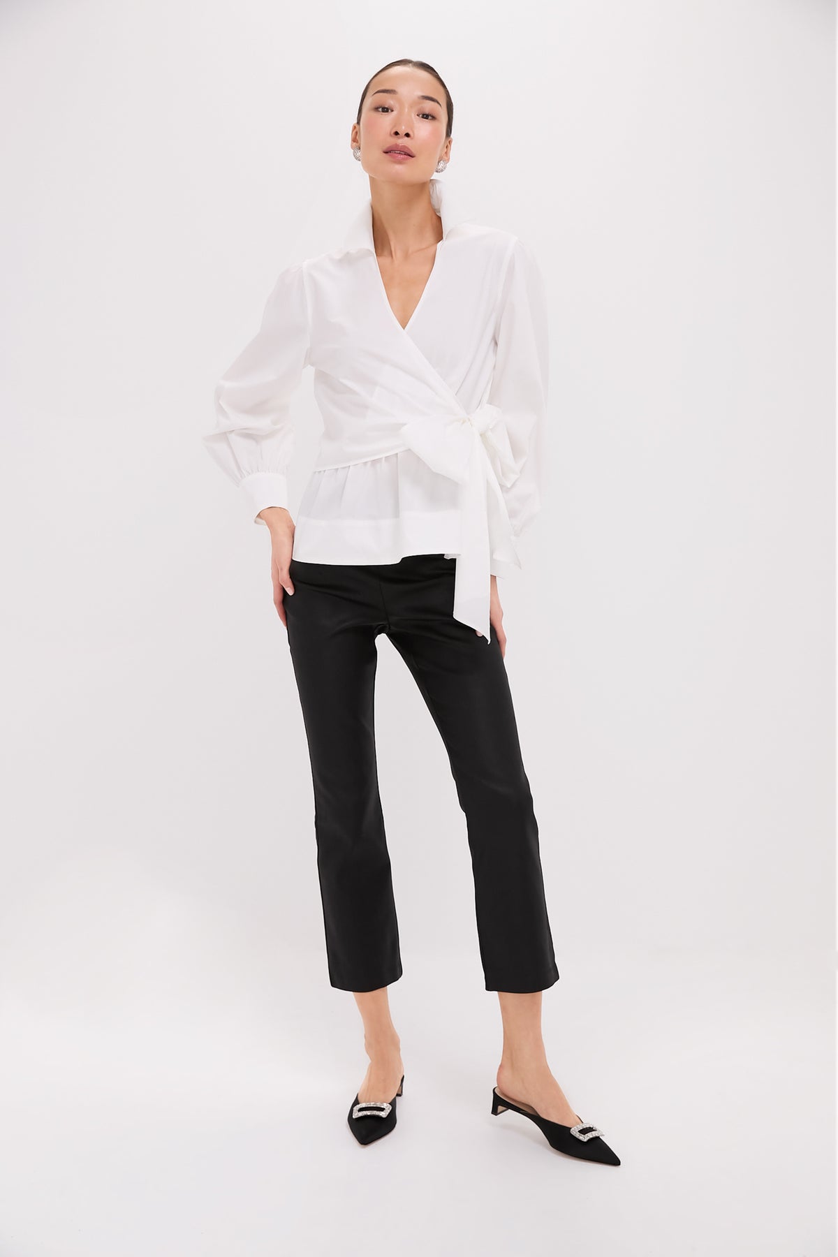 White Tie Front Bow Bea Blouse | Tuckernuck