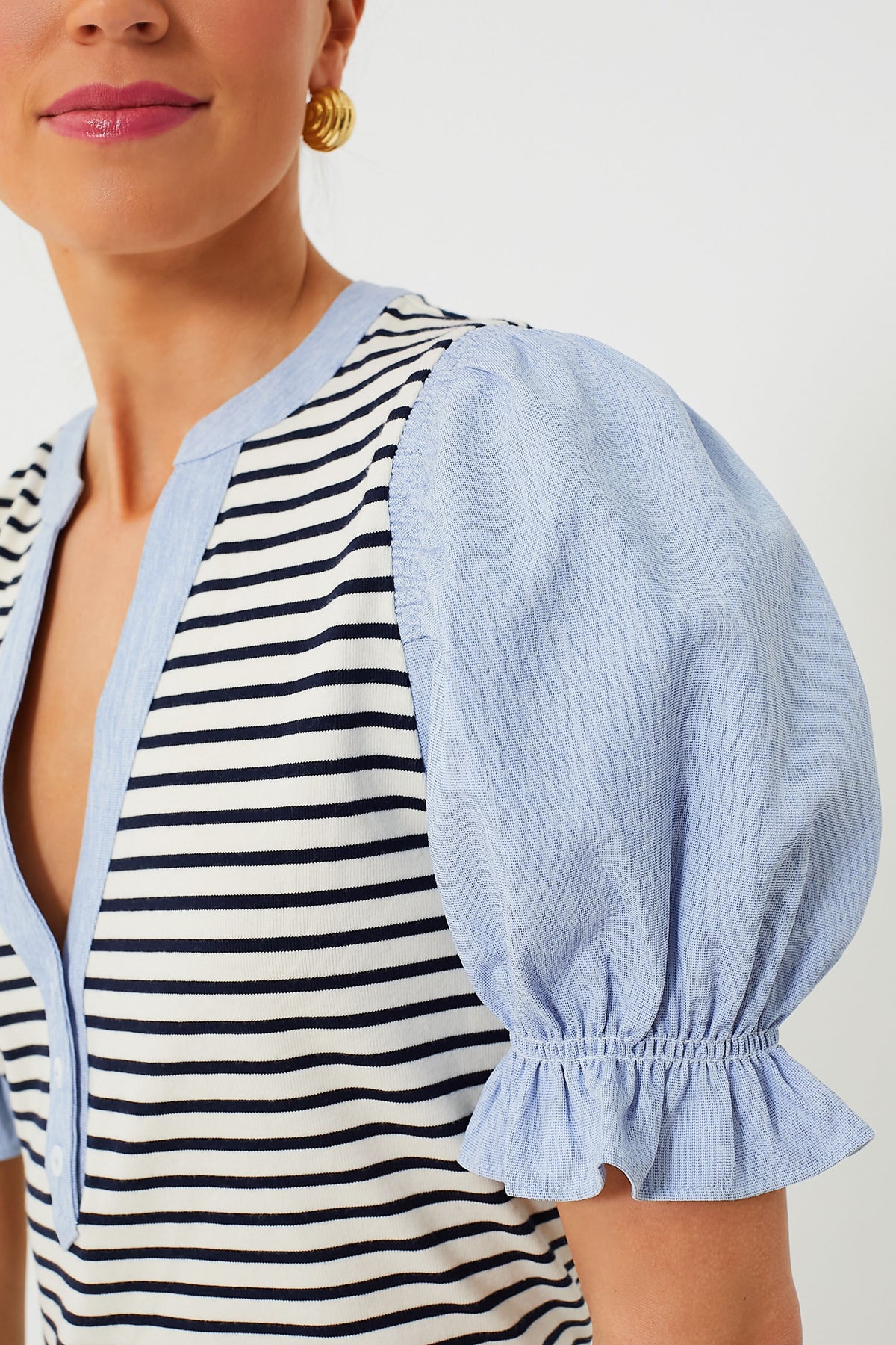 Navy Stripe Livia Puff Sleeve Top | Pomander Place