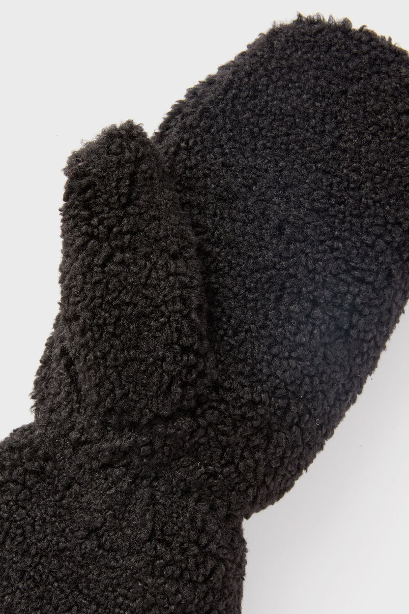 Black Sherpa Teddy Mittens | Look by M
