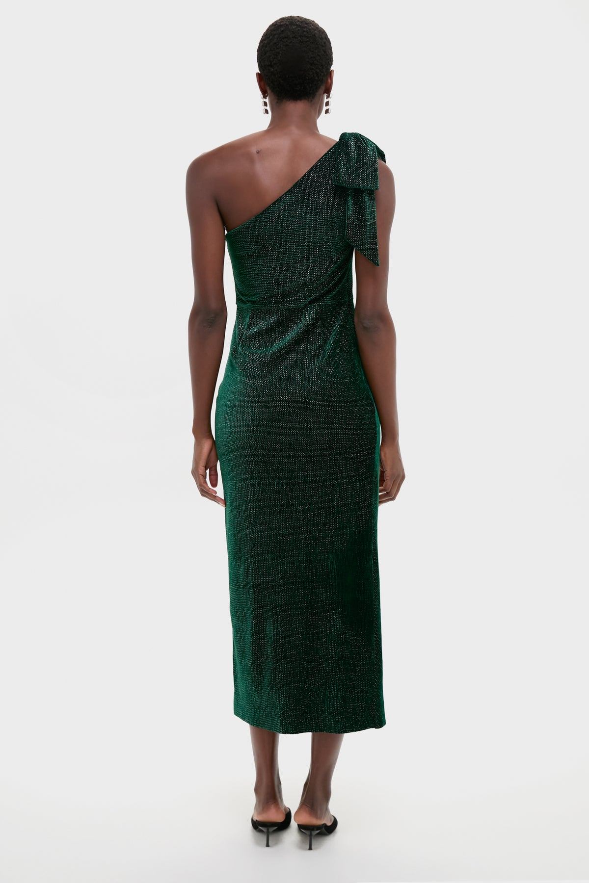 Emerald One Shoulder Ainslee Midi Dress | Saylor