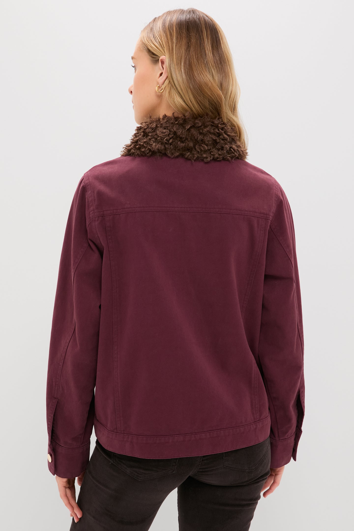 Maroon Denim Removable Collar Rocco Jacket | Hyacinth House