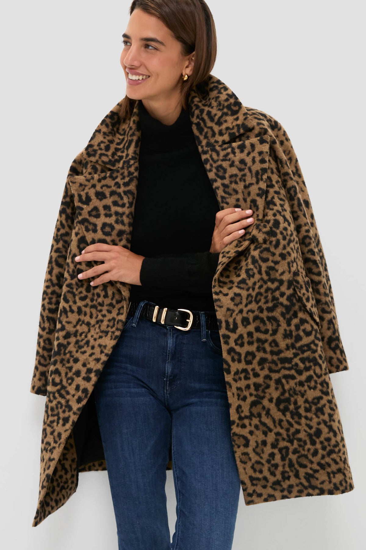 Leopard Brushed Wool Harley Peacoat | Tuckernuck