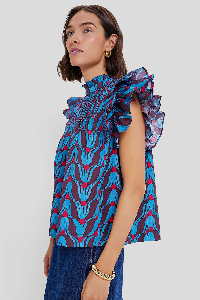 Tulip Red Pintuck Ruffle Top | Oliphant