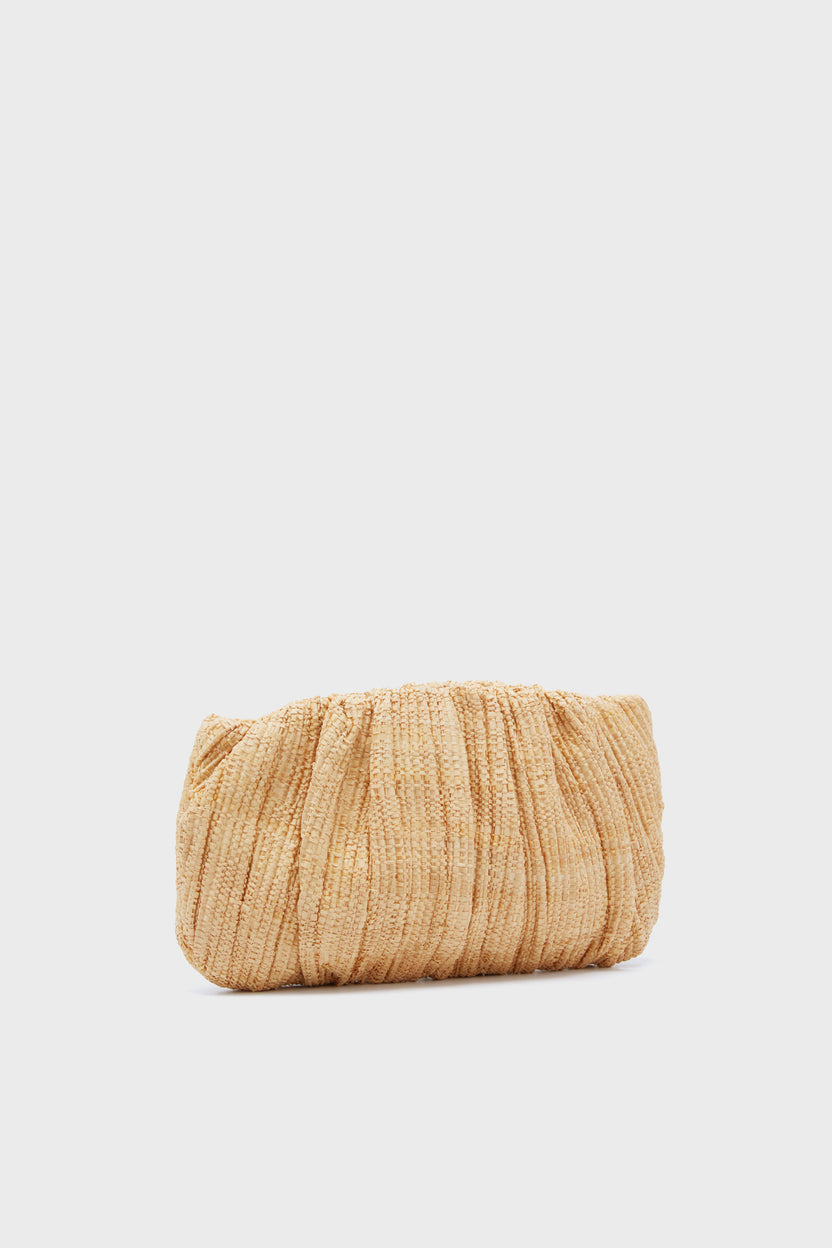 Natural Straw Brit Pleated Clutch | Loeffler Randall