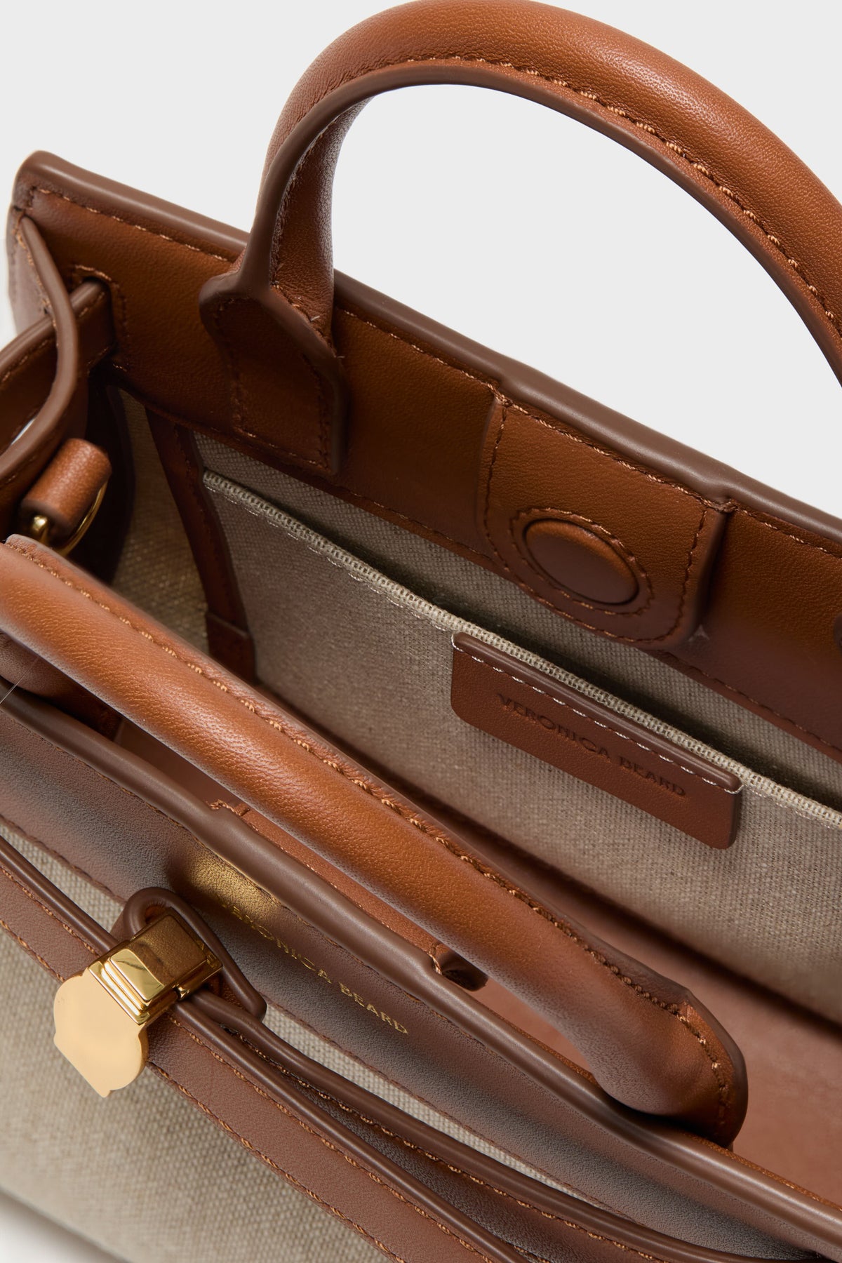 Natural Linen and Hazelwood Mini Veronica Beard Dash Bag | Veronica Beard