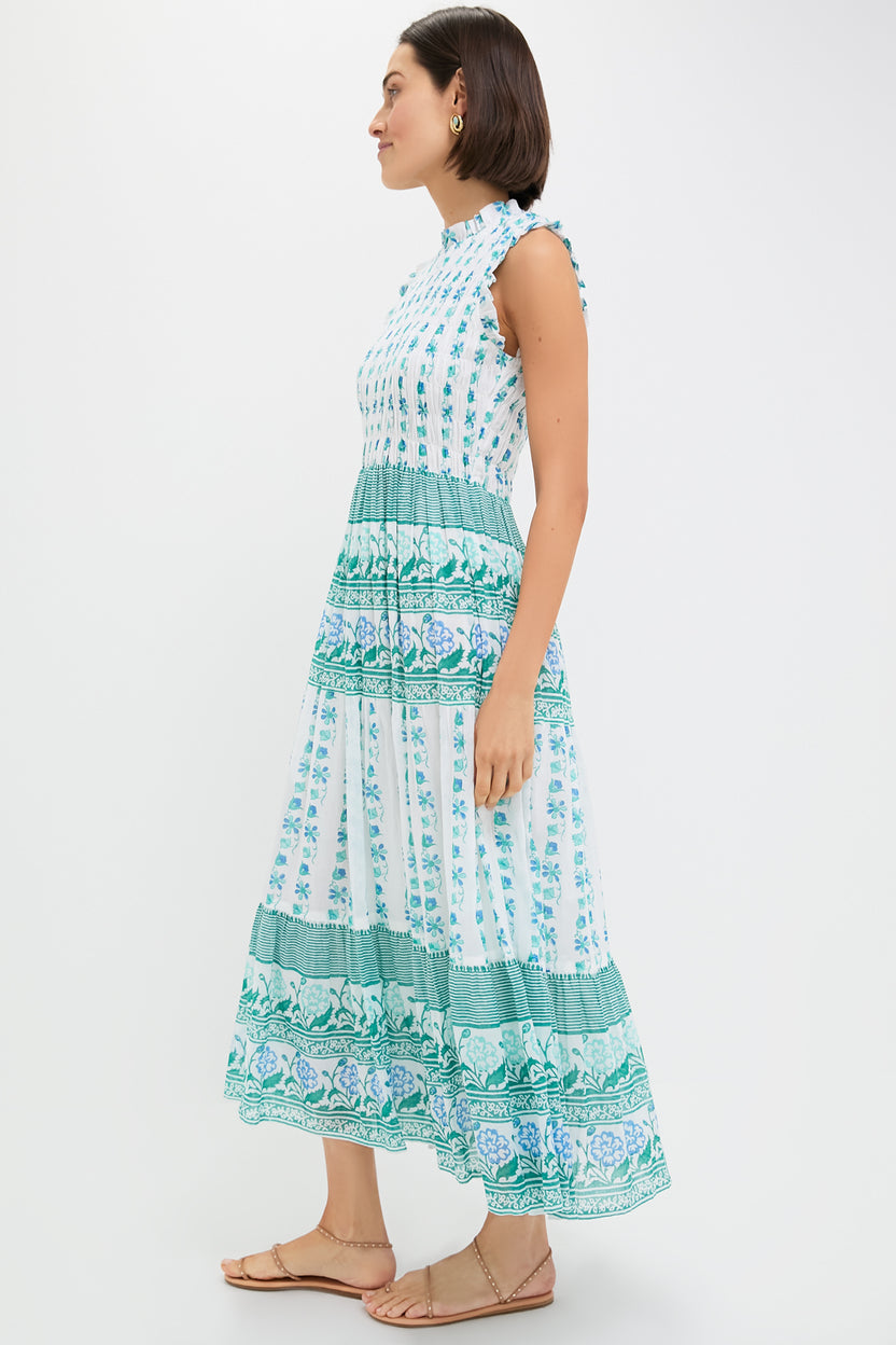Boreggo Green Sleeveless Smocked Maxi Dress | Oliphant