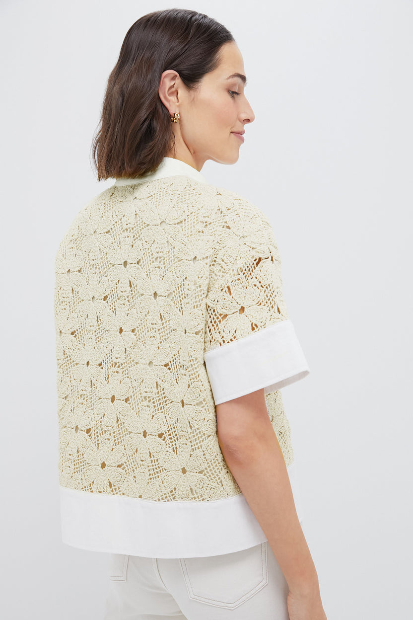 Tan Crochet Sofia Shirt | Tuckernuck