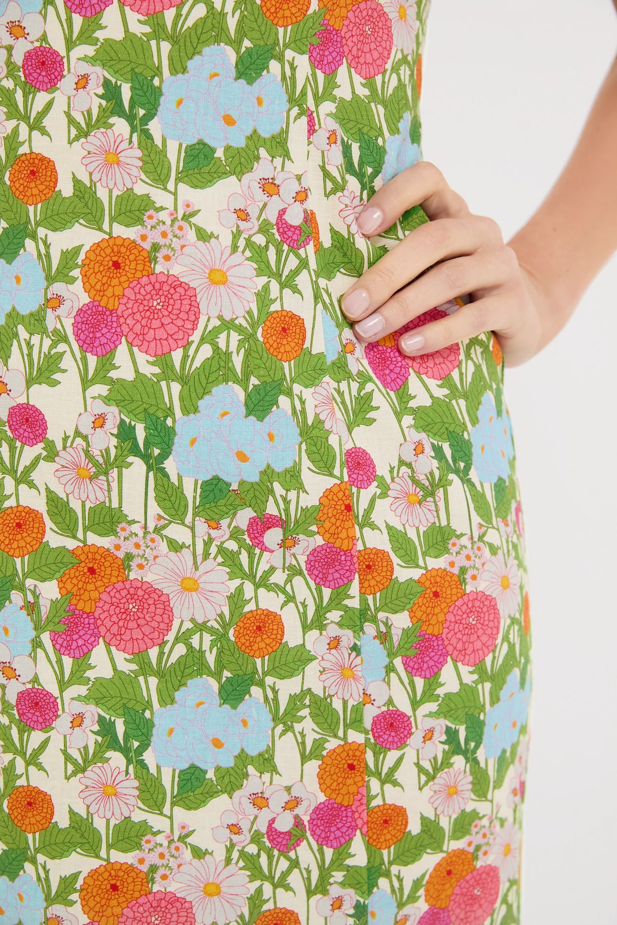Green Multi Begonia Floral Sallie Midi Dress | Hyacinth House