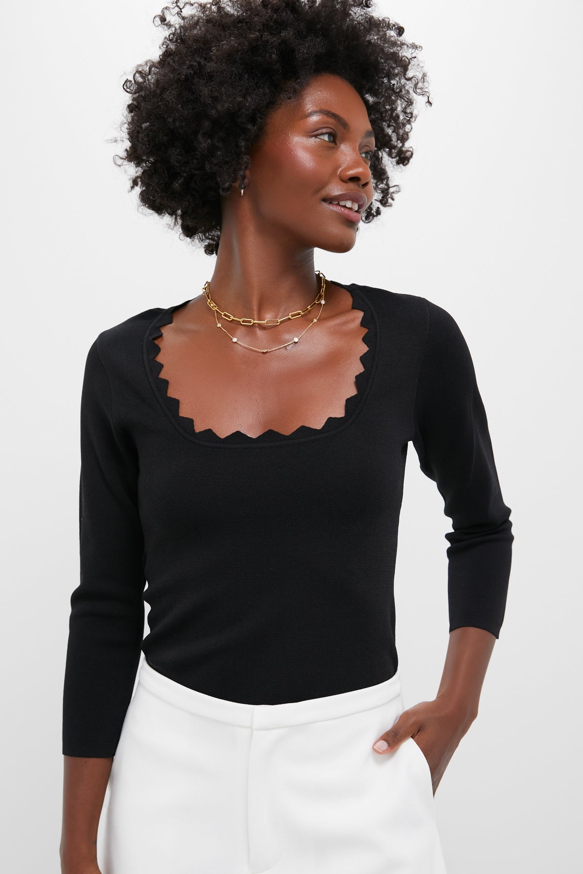 Black Ric Rac Long Sleeve Compression Top | Tuckernuck