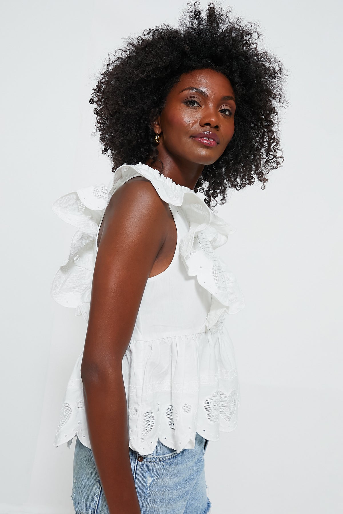 White Jeanetta Eyelet Tank Top | Sea New York