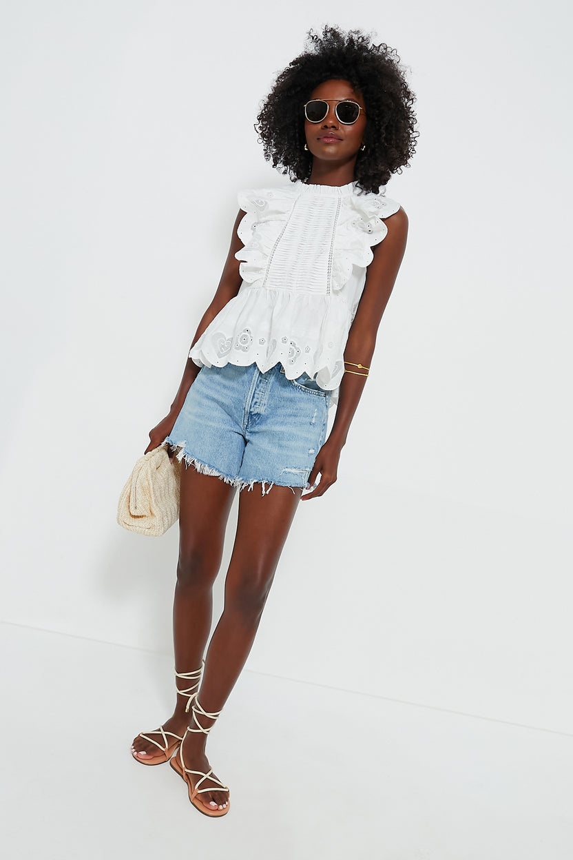 White Jeanetta Eyelet Tank Top | Sea New York