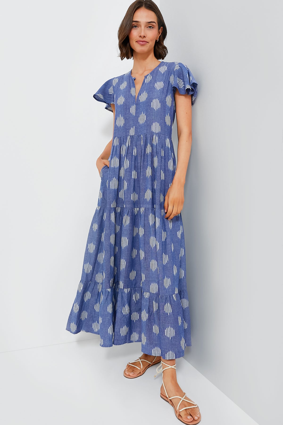 Chatham Blue V-Neck Maxi Dress | Oliphant