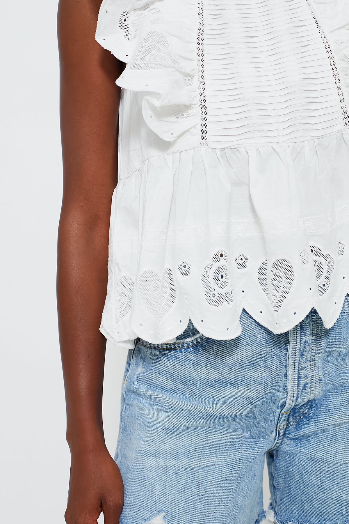White Jeanetta Eyelet Tank Top | Sea New York