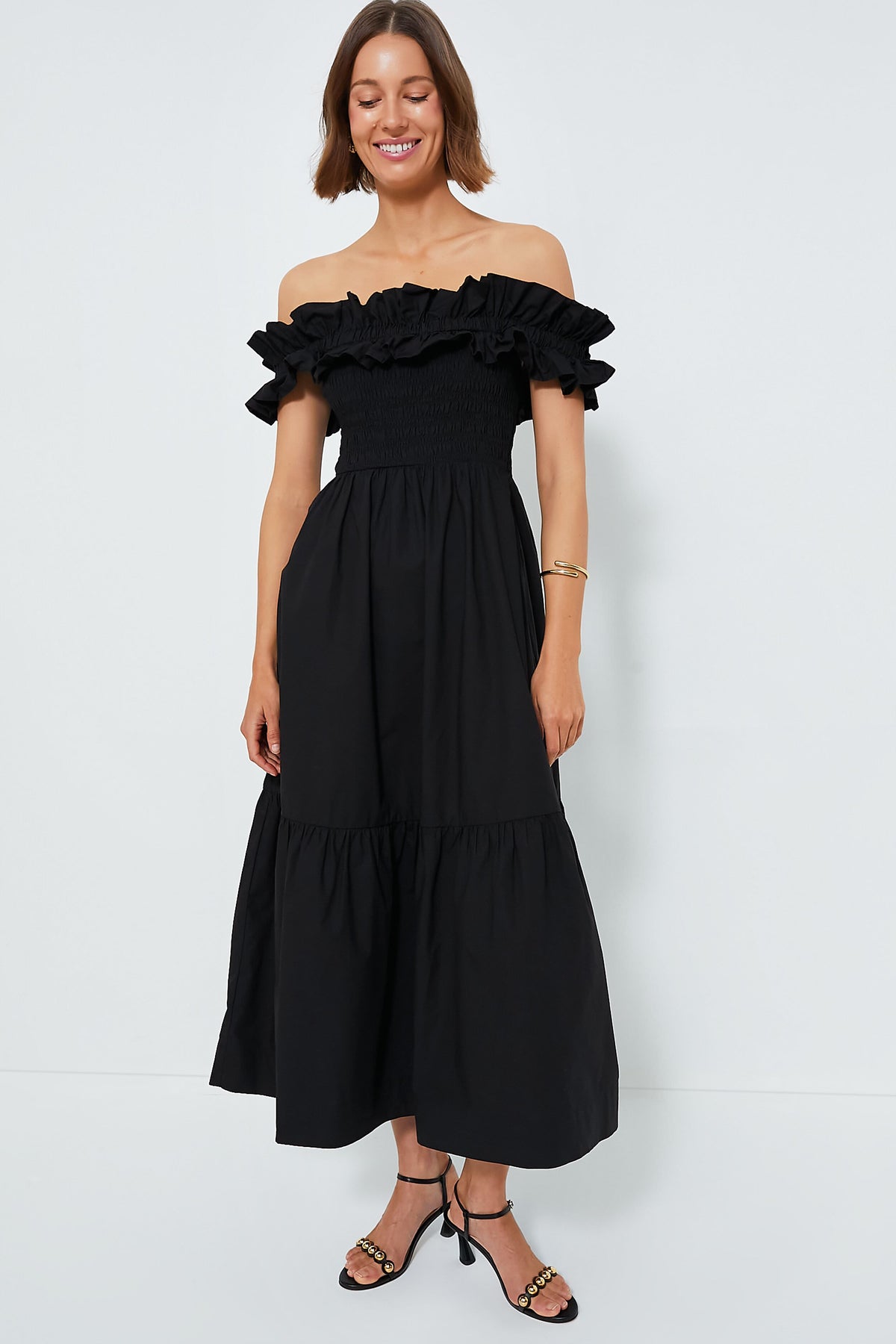 Black Cotton Poplin Long Smock Dress | GANNI