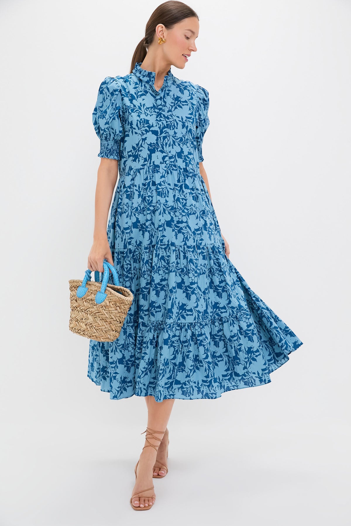 Steel Blue Floral Bennett Maxi Dress | Hyacinth House