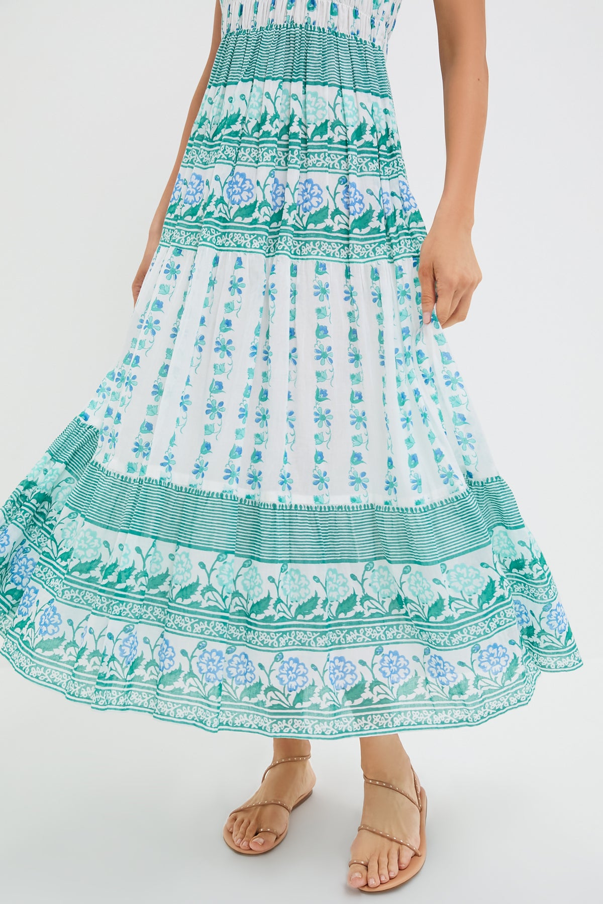 Boreggo Green Sleeveless Smocked Maxi Dress | Oliphant