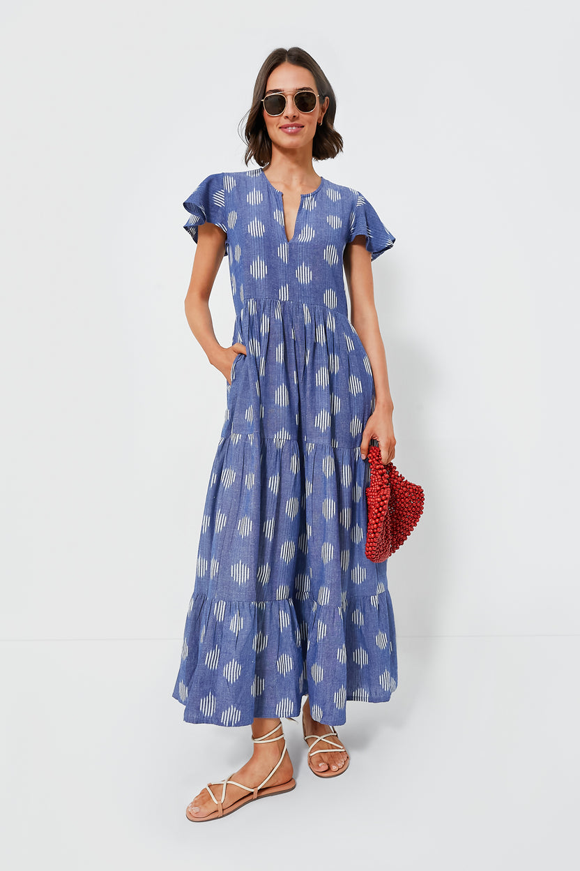 Chatham Blue V-Neck Maxi Dress | Oliphant