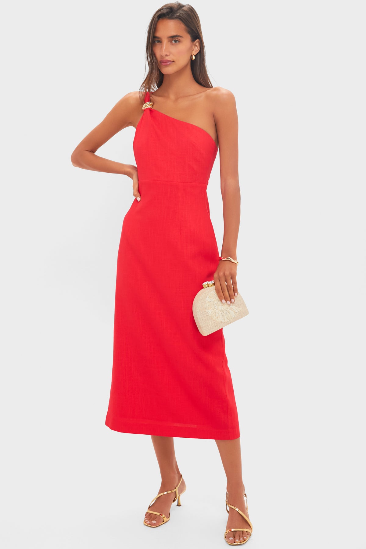Red Linen Dominica Midi Dress | Hyacinth House