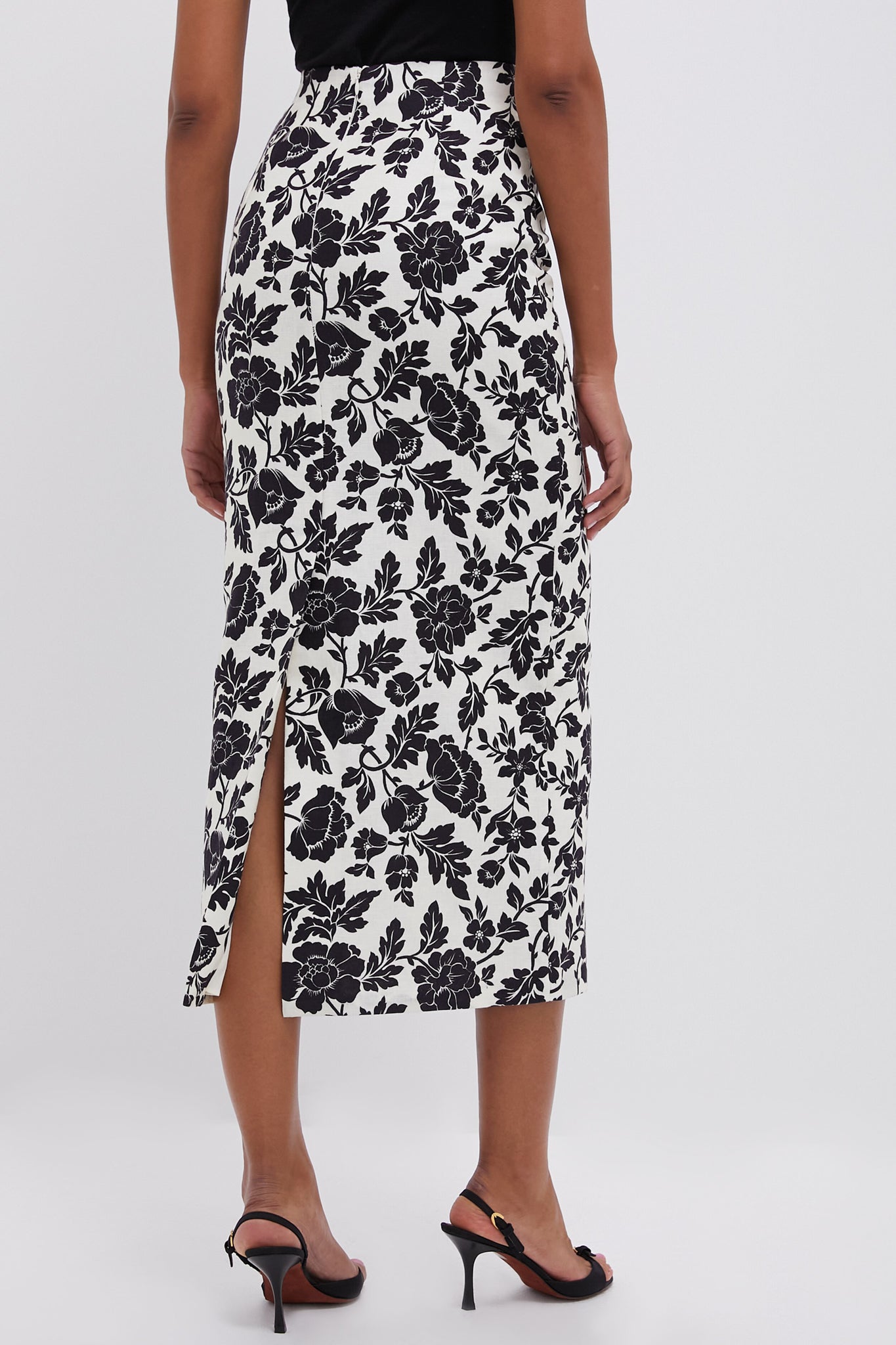 Bone and Black Romeo Column Skirt | POSSE