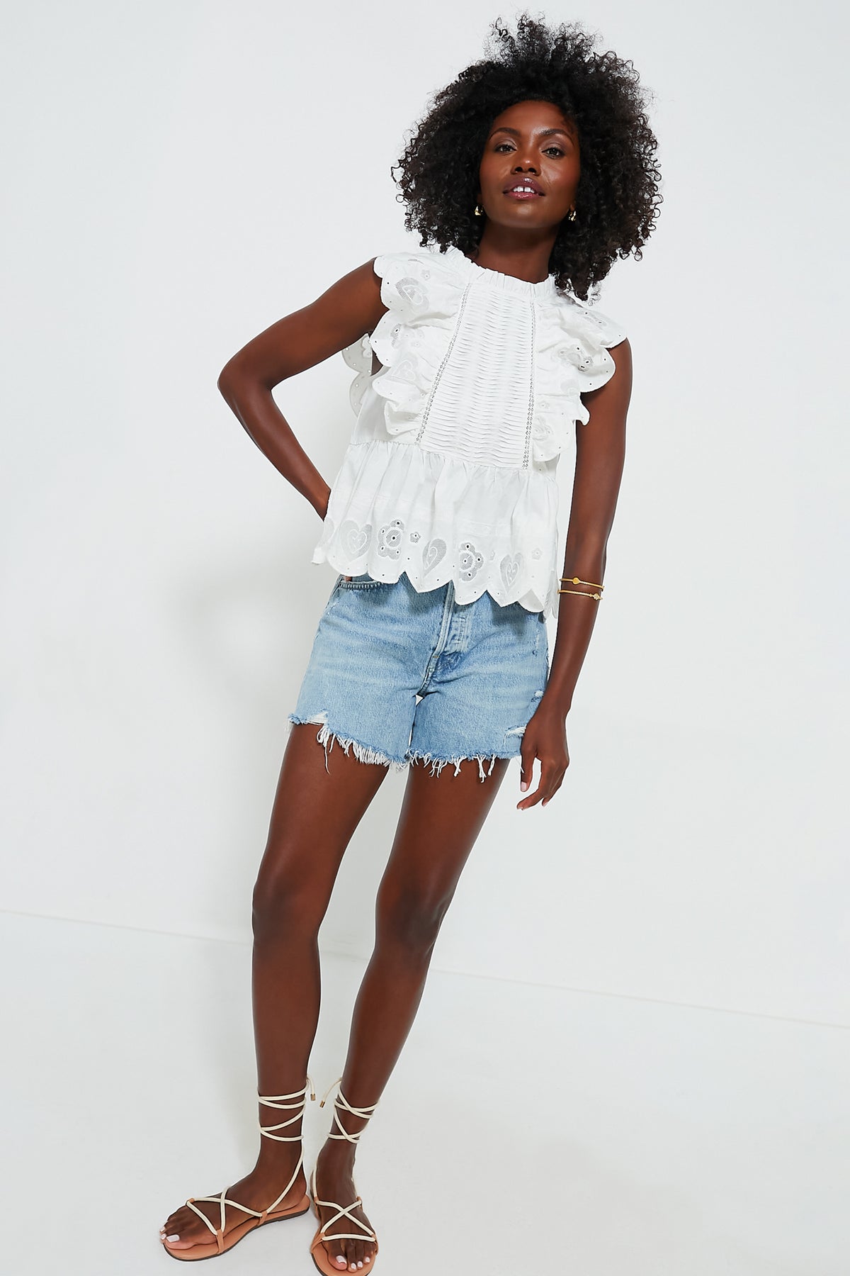 White Jeanetta Eyelet Tank Top | Sea New York