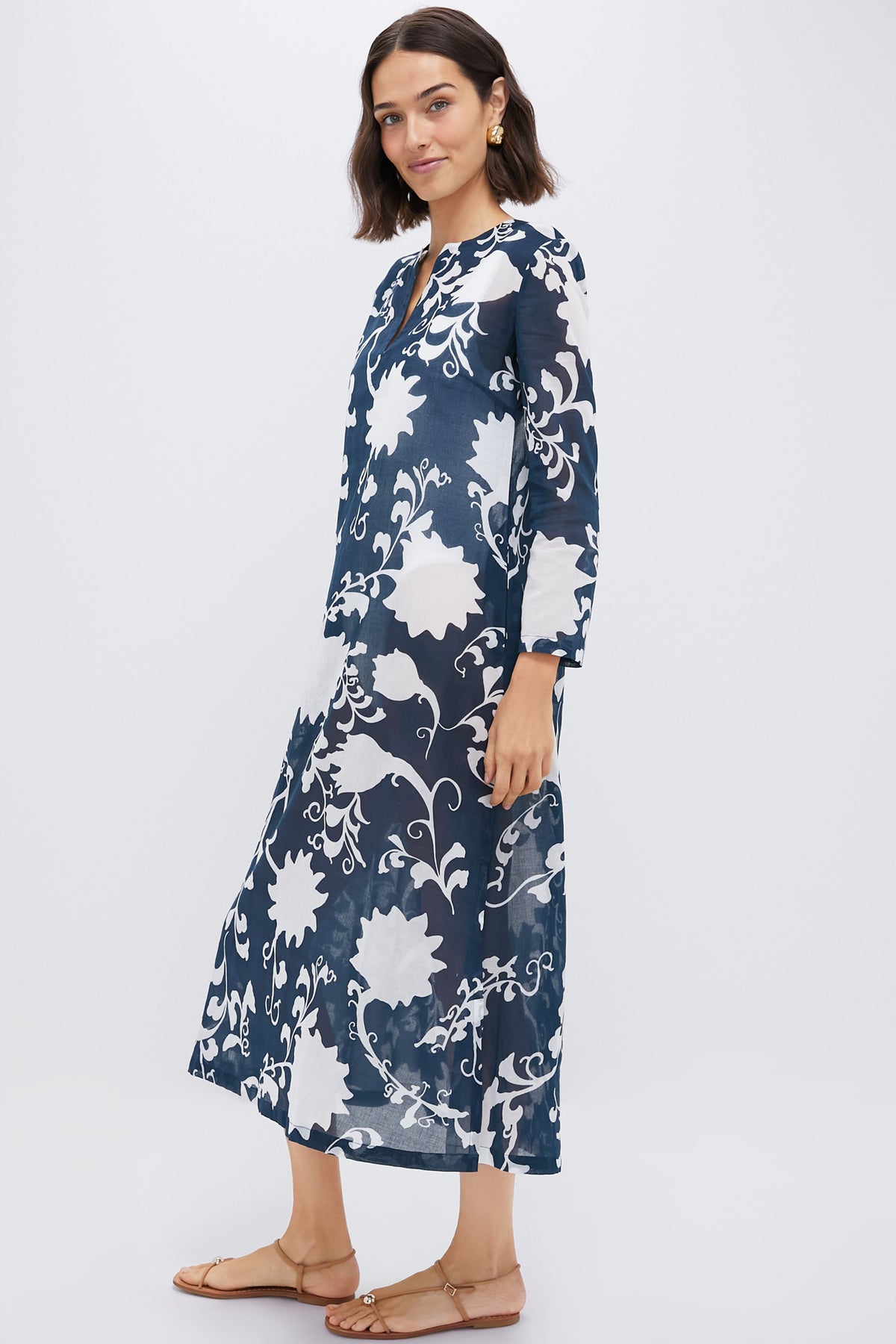 Blue Flower Screen Giada 2 Caftan | EMPORIO SIRENUSE