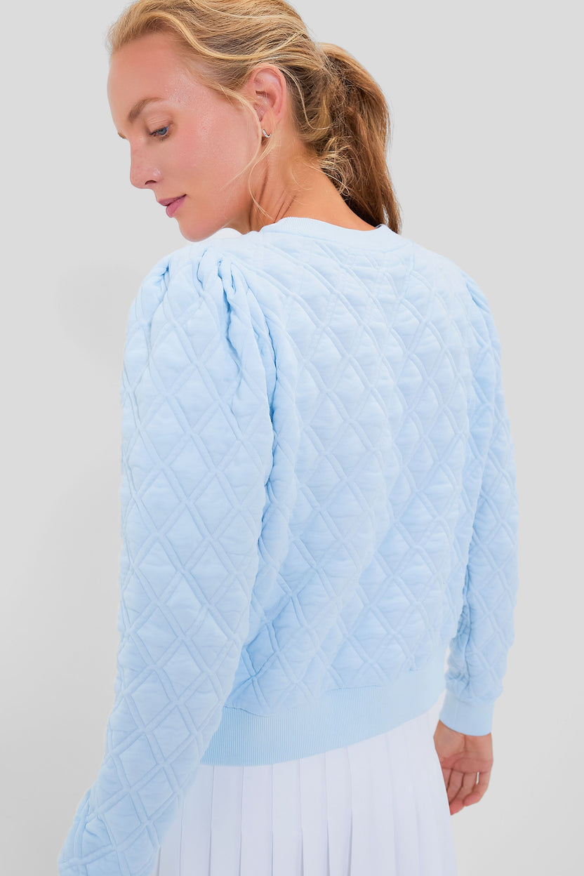 Light Blue Puff Sleeve Quilted Stretch Campbell Pullover | Tnuck Sport