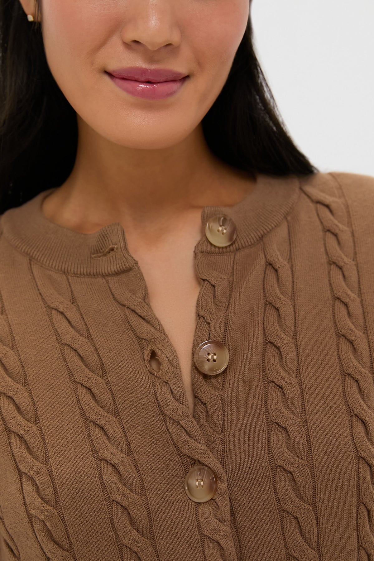Mocha Cotton Cable Knit Kit Cardigan | Tuckernuck