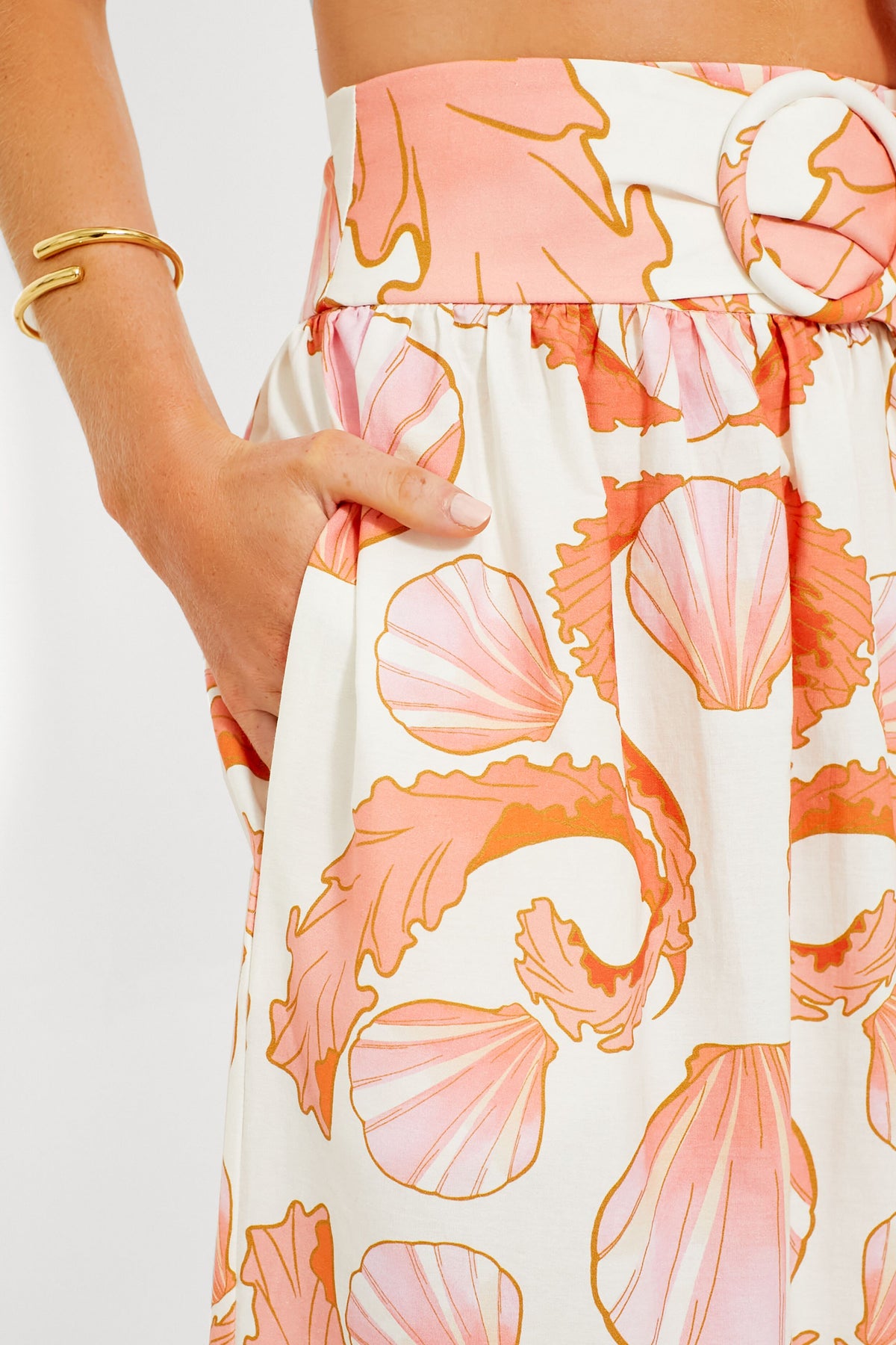 Off White Seashell Top & Long Skirt Set | ADRIANA DEGREAS