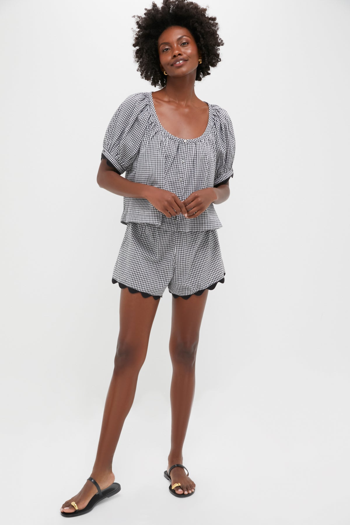 Black Gingham Ric Rac Tully Top | Tuckernuck