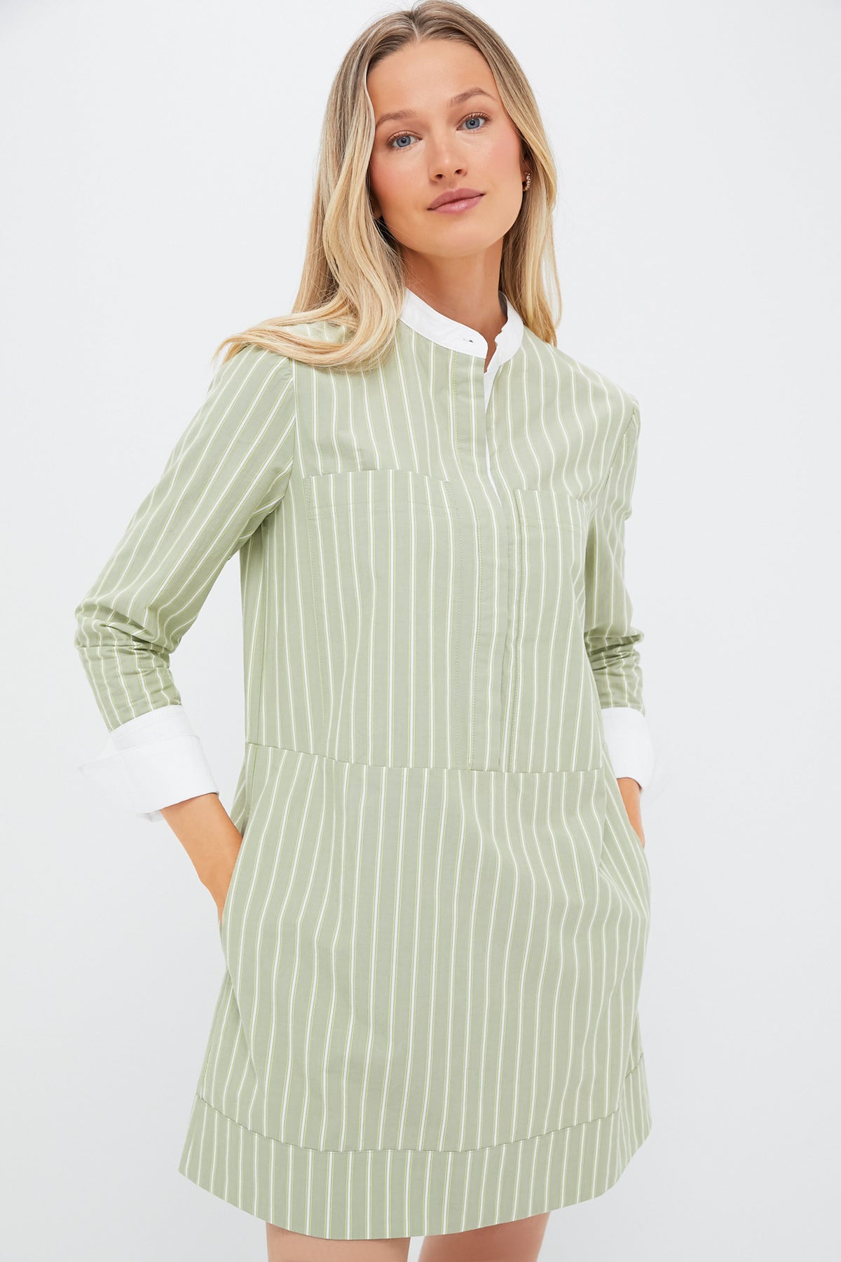 Green Stripe Rohan Shirt Dress | Pomander Place